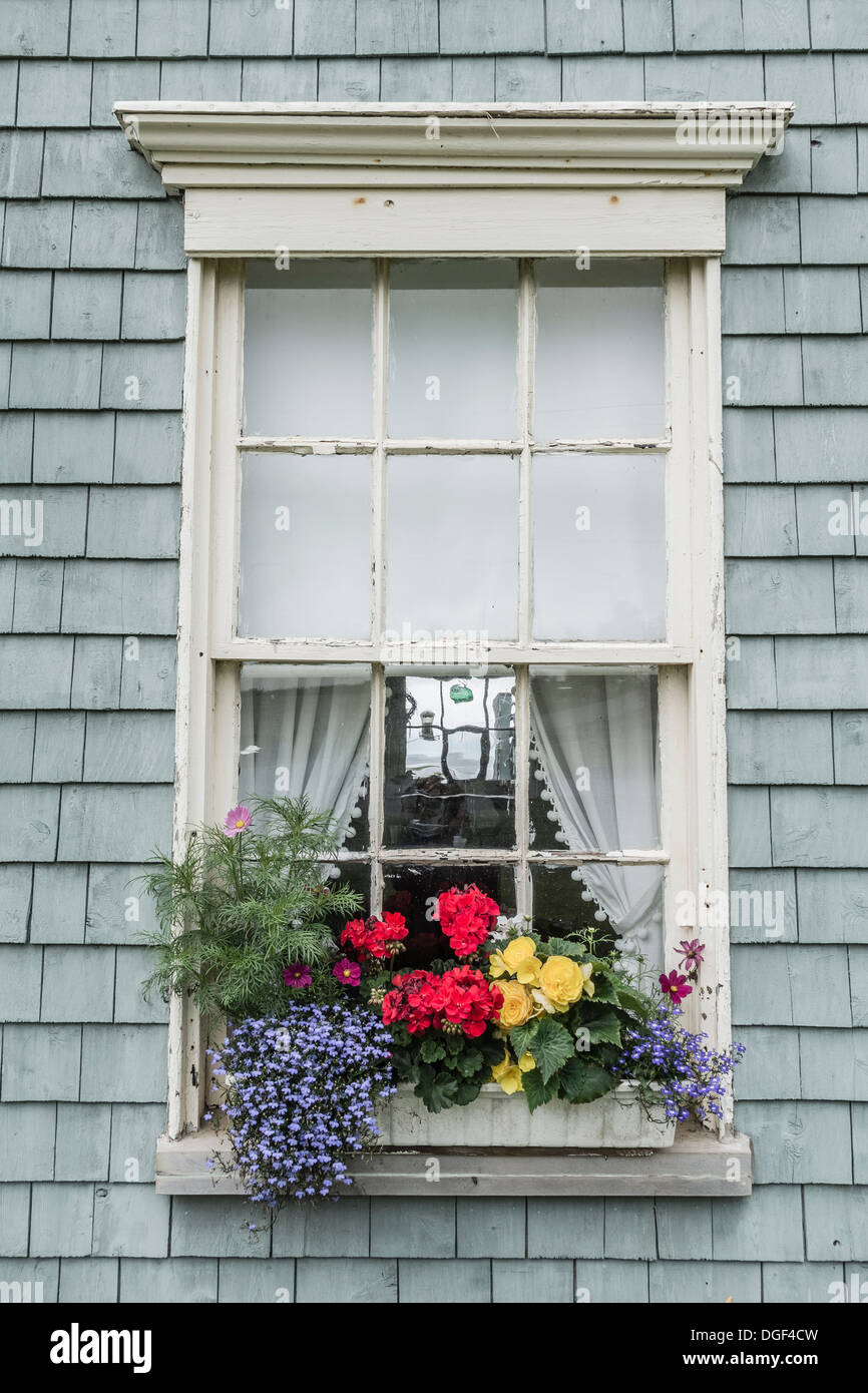 Window detail of the Orwell Cove School, an old small, one-room, wood ...