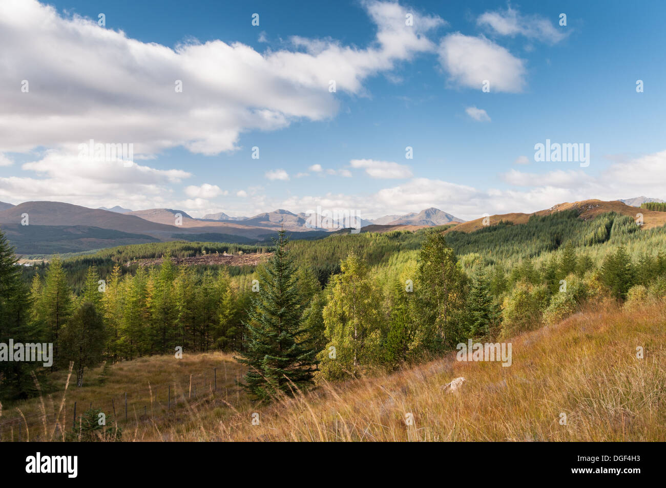 View west to mountains from between Loch Garry and Loch Loyne, autumn ...