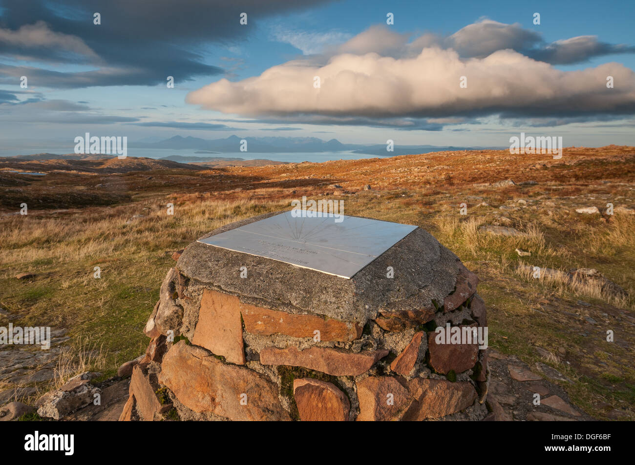 Trigpoint at Carn Glas viewpoint, summit of the Bealach na Ba pass ...