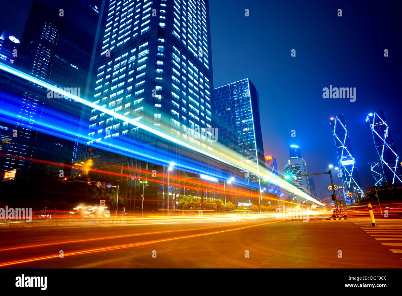 The city and the road at night Stock Photo - Alamy