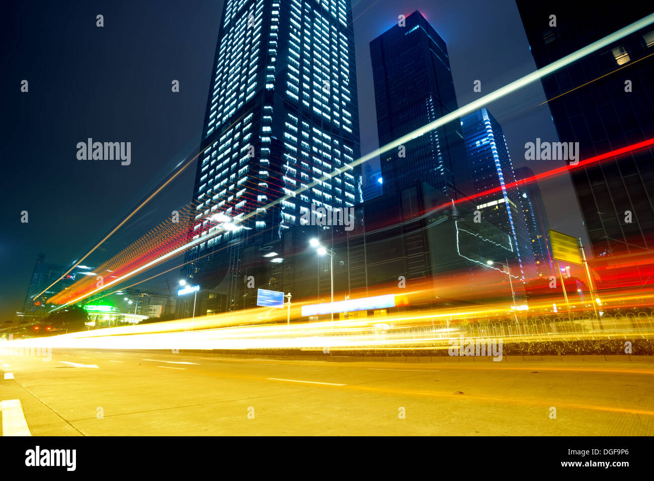 The city and the road at night Stock Photo - Alamy