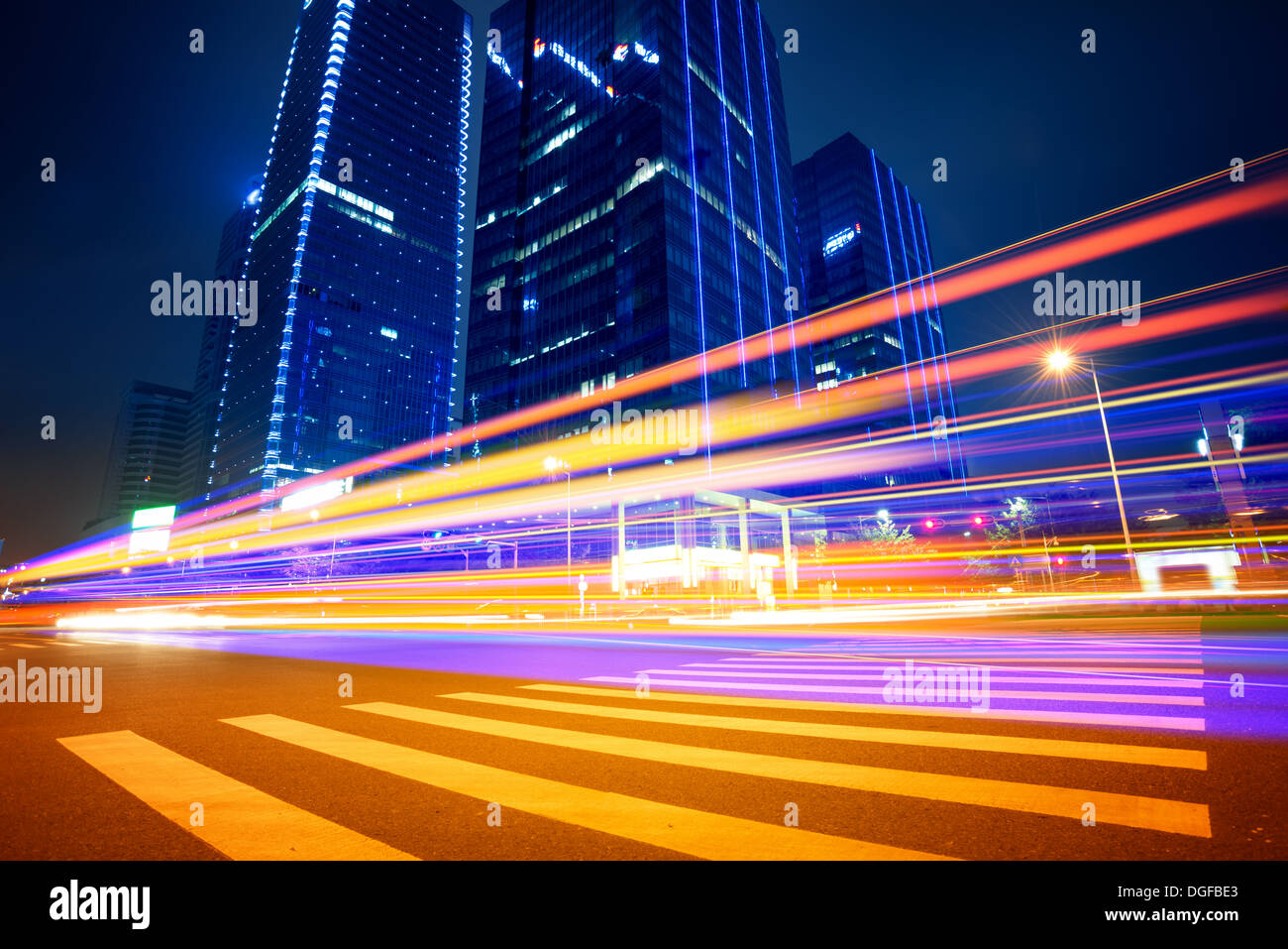 The city and the road at night Stock Photo - Alamy