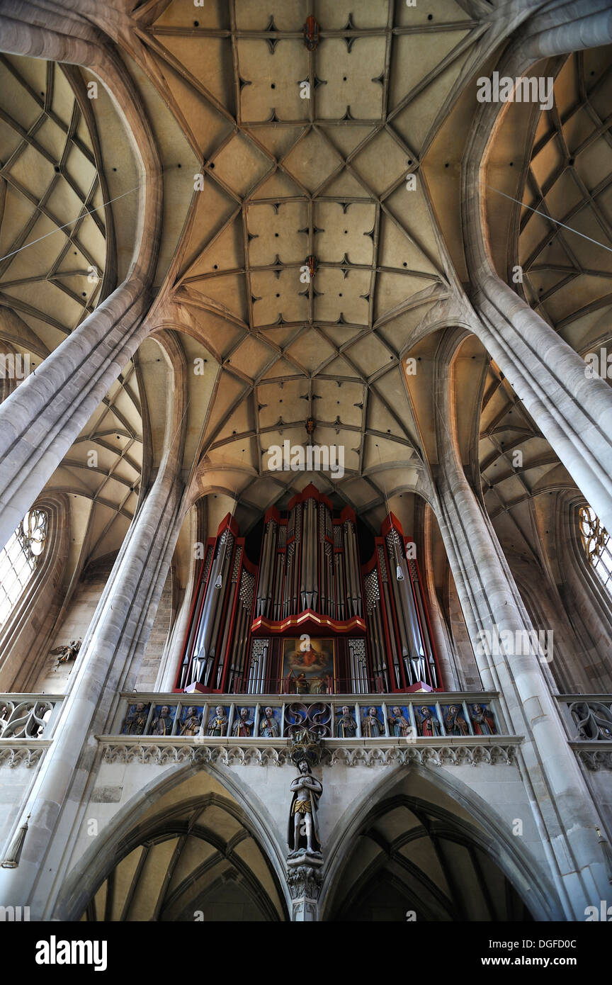 Rieger organ, completed in 1997, and vaulted ceiling of the late-gothic ...