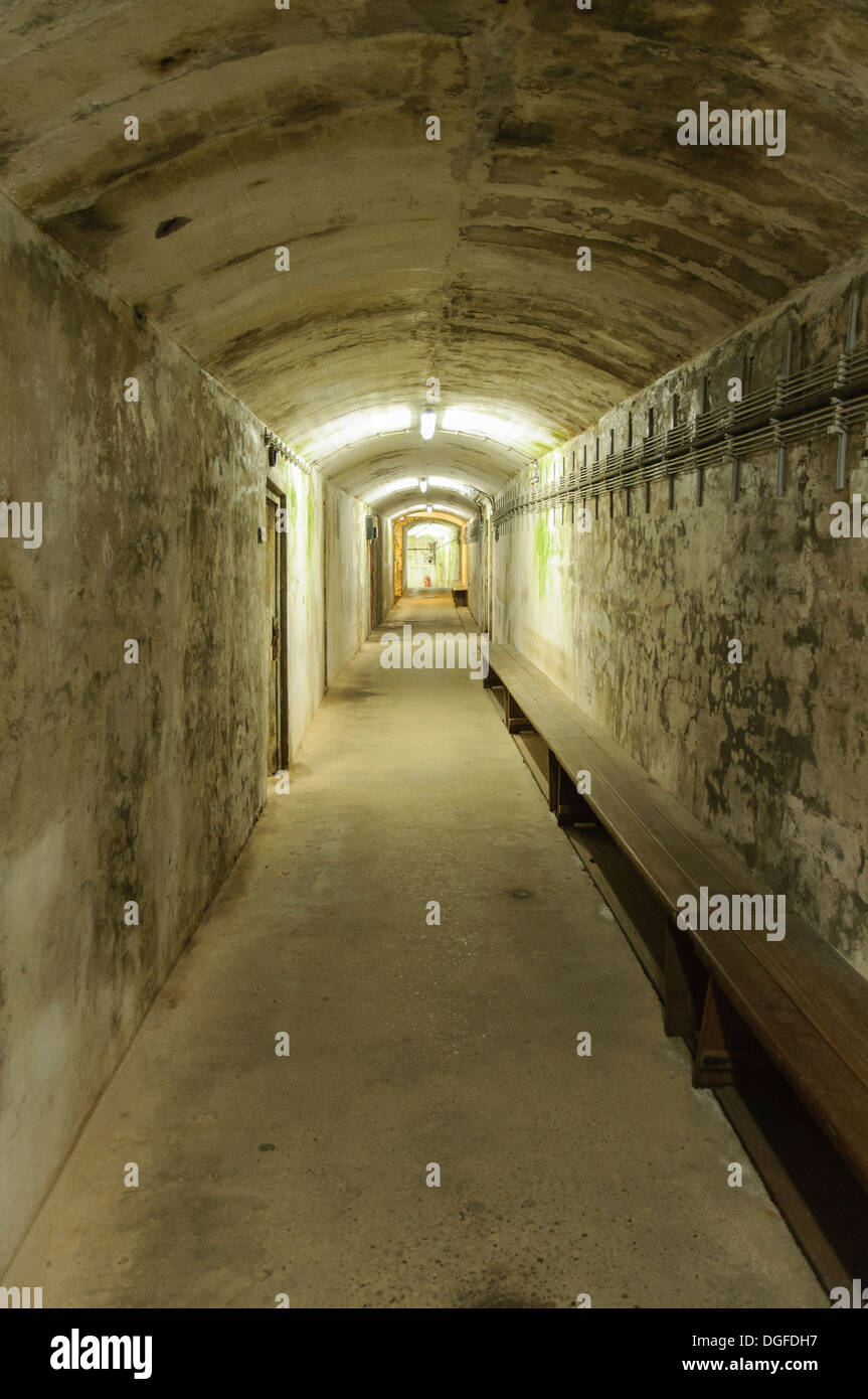 An air raid shelter with benches, bunker, Helgoland, Schleswig-Holstein ...