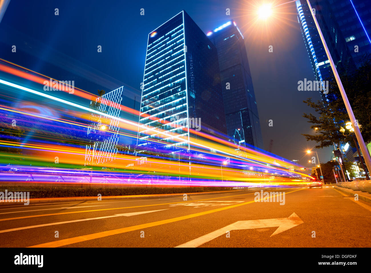 The city and the road at night Stock Photo - Alamy