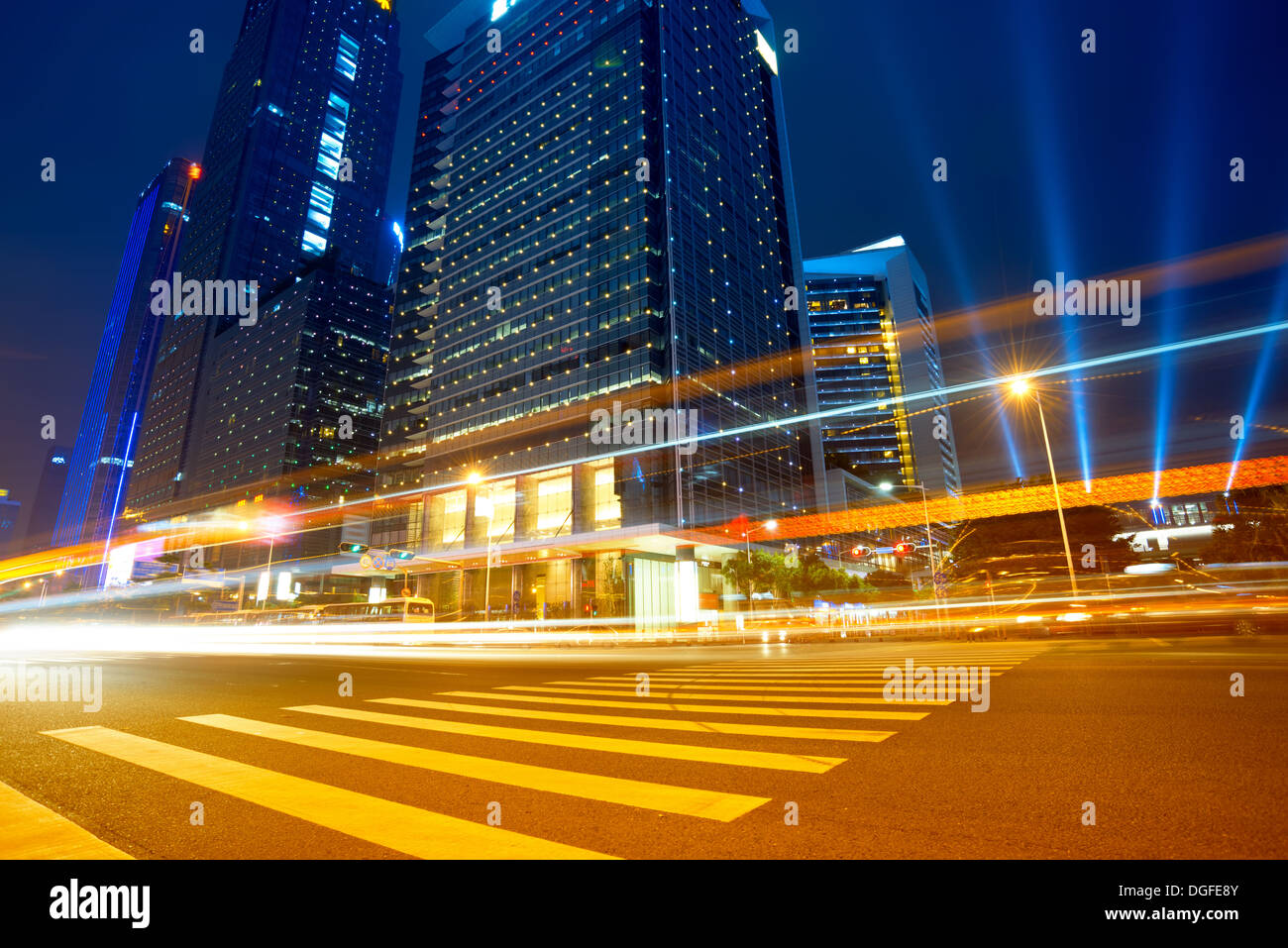 The city and the road at night Stock Photo - Alamy