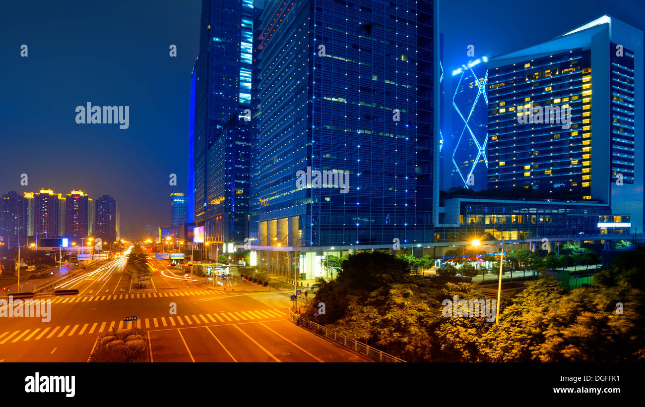 The city and the road at night Stock Photo - Alamy
