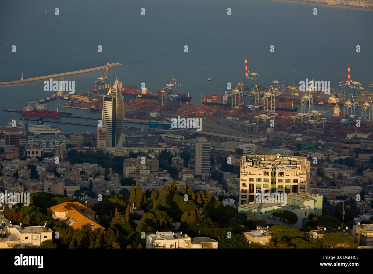 An aerial photo of Haifa Port Stock Photo - Alamy