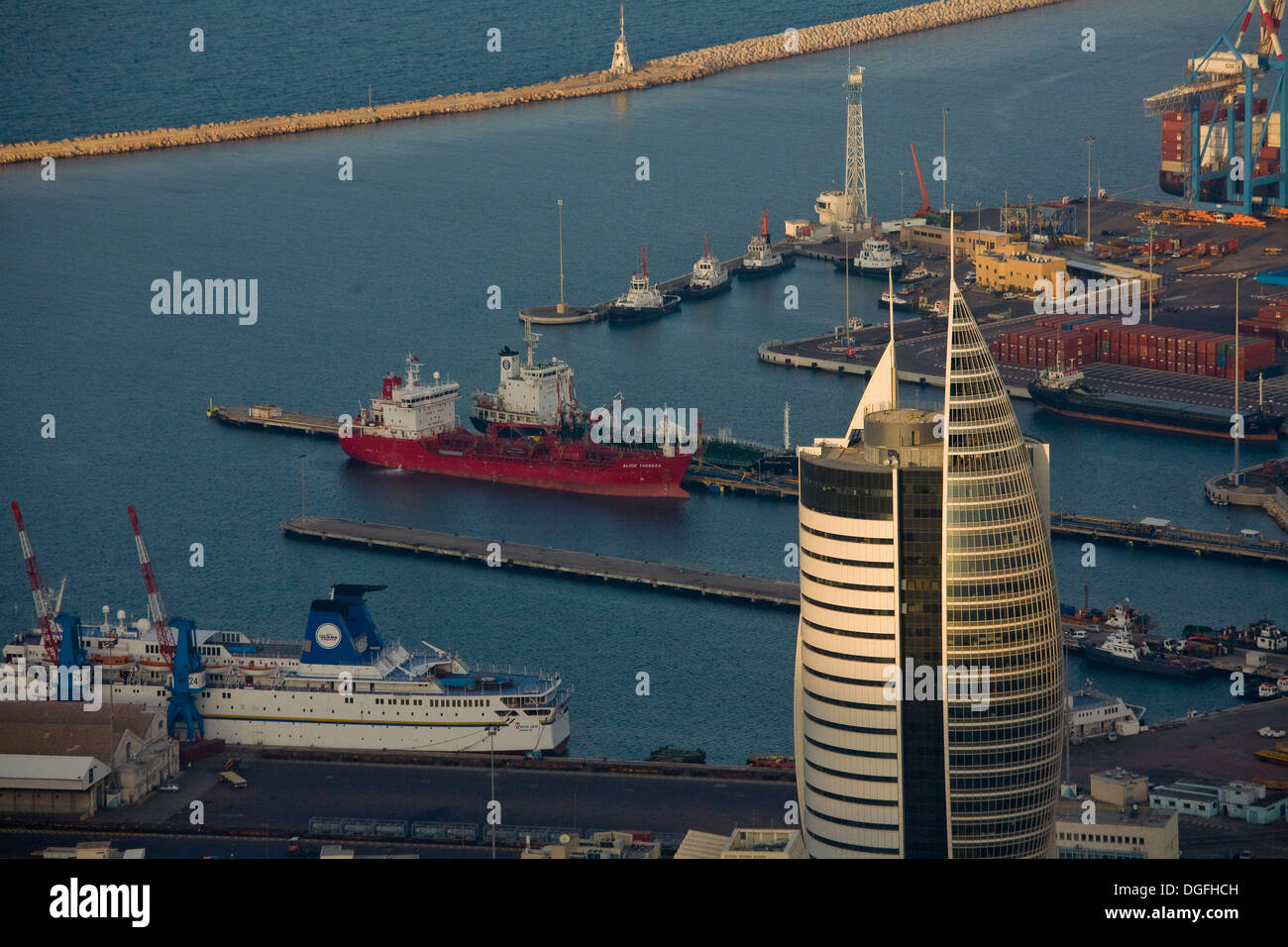 An aerial photo of Haifa Port Stock Photo - Alamy