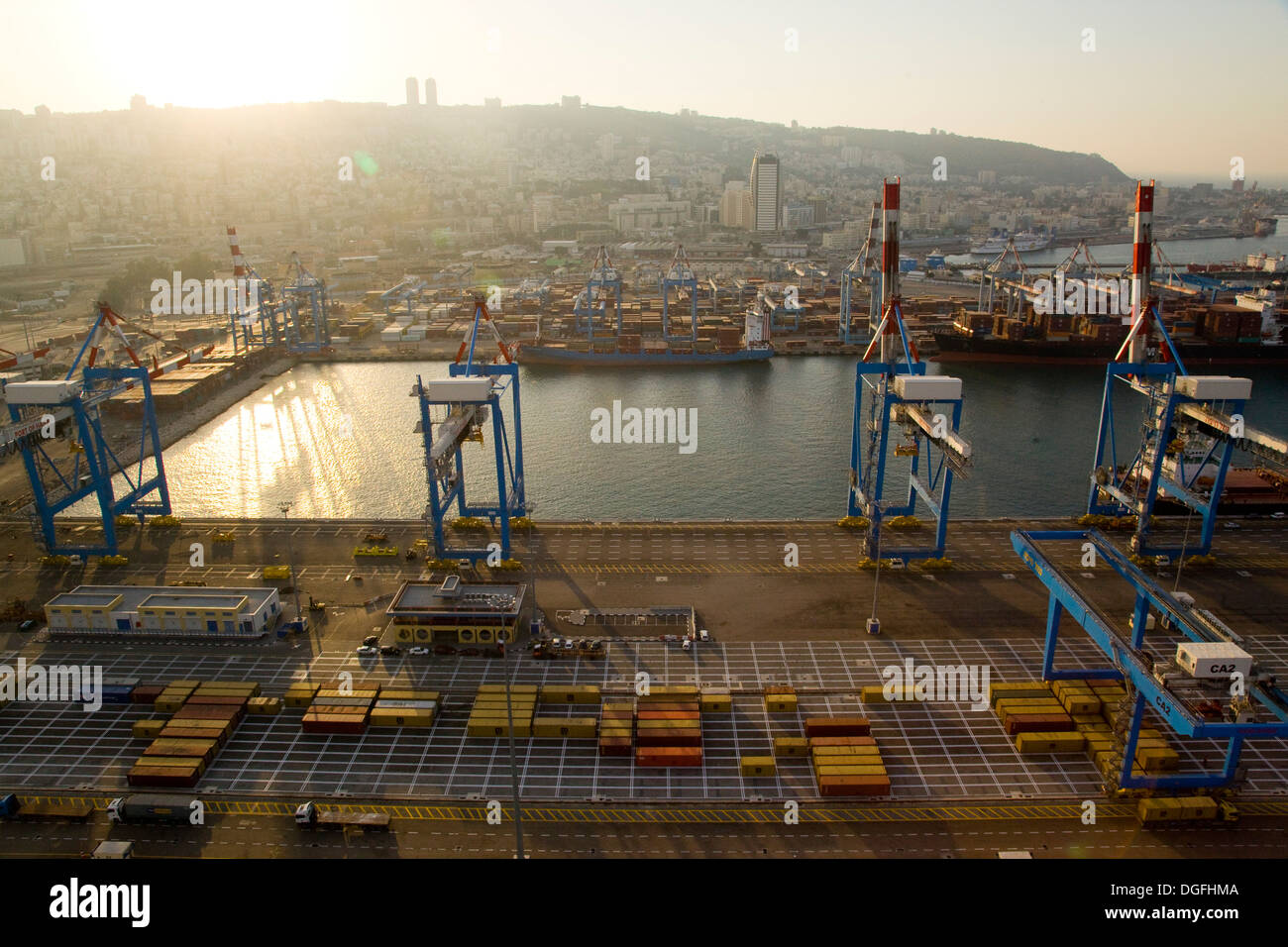 An aerial photo of Haifa Port Stock Photo - Alamy
