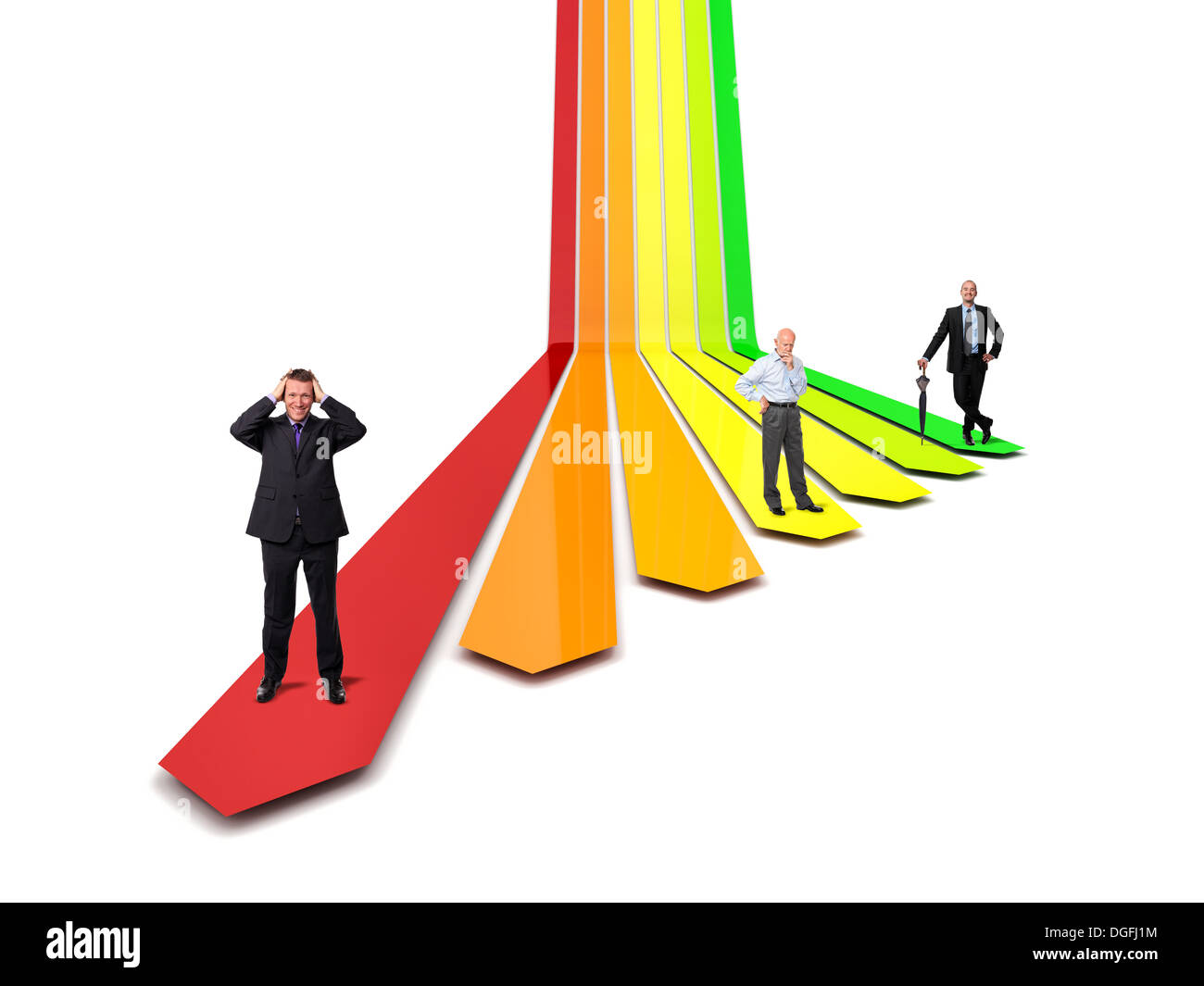 3d image of efficiency arrows and business people Stock Photo - Alamy