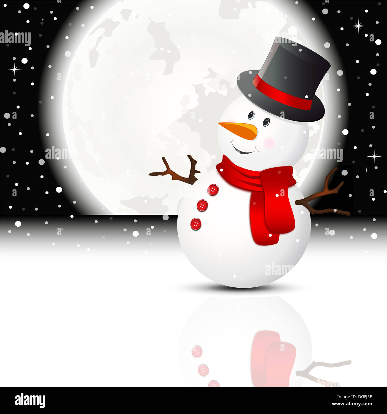 image of snowman and moon background Stock Photo - Alamy