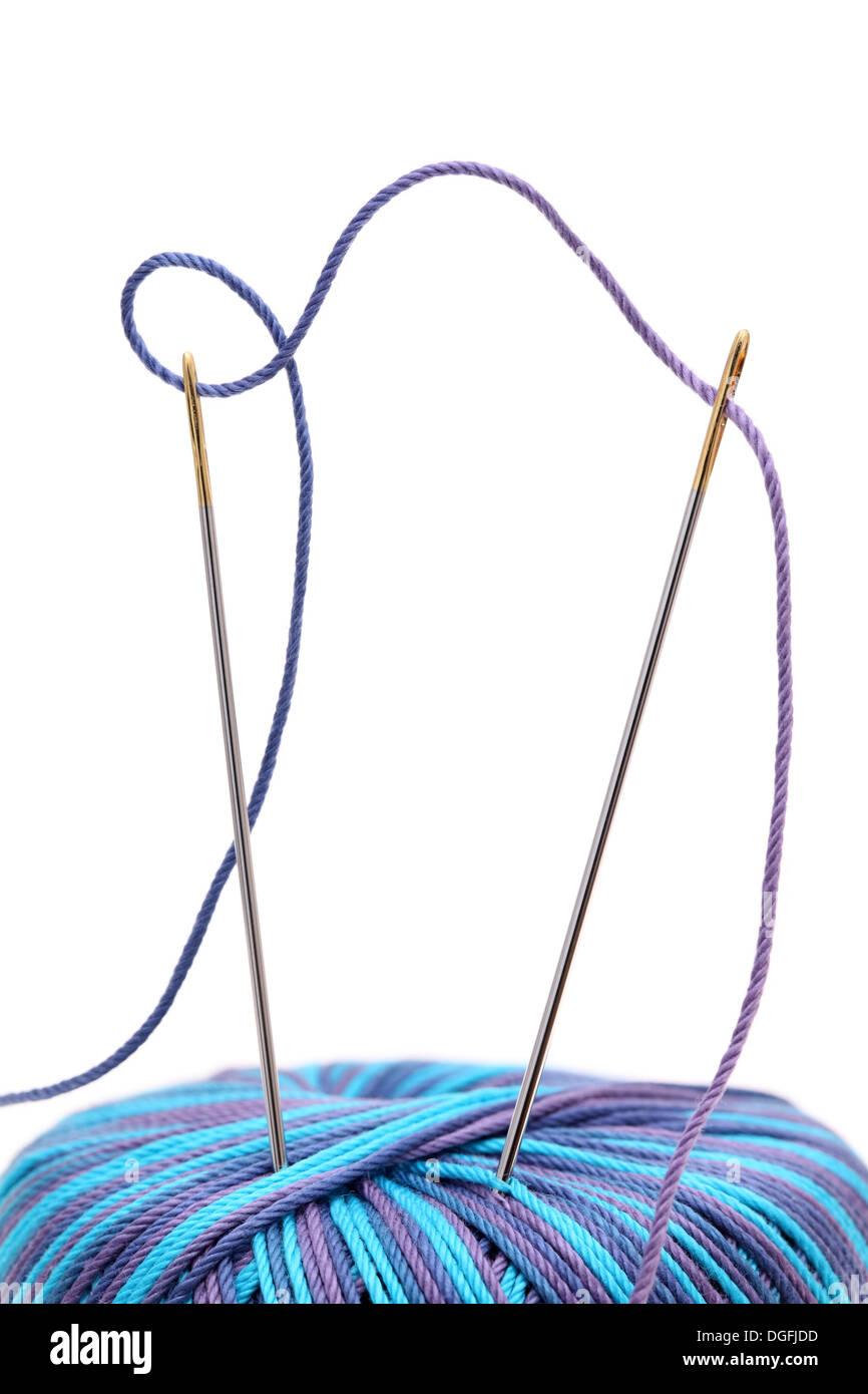 Blue yarn thread needle hi-res stock photography and images - Alamy