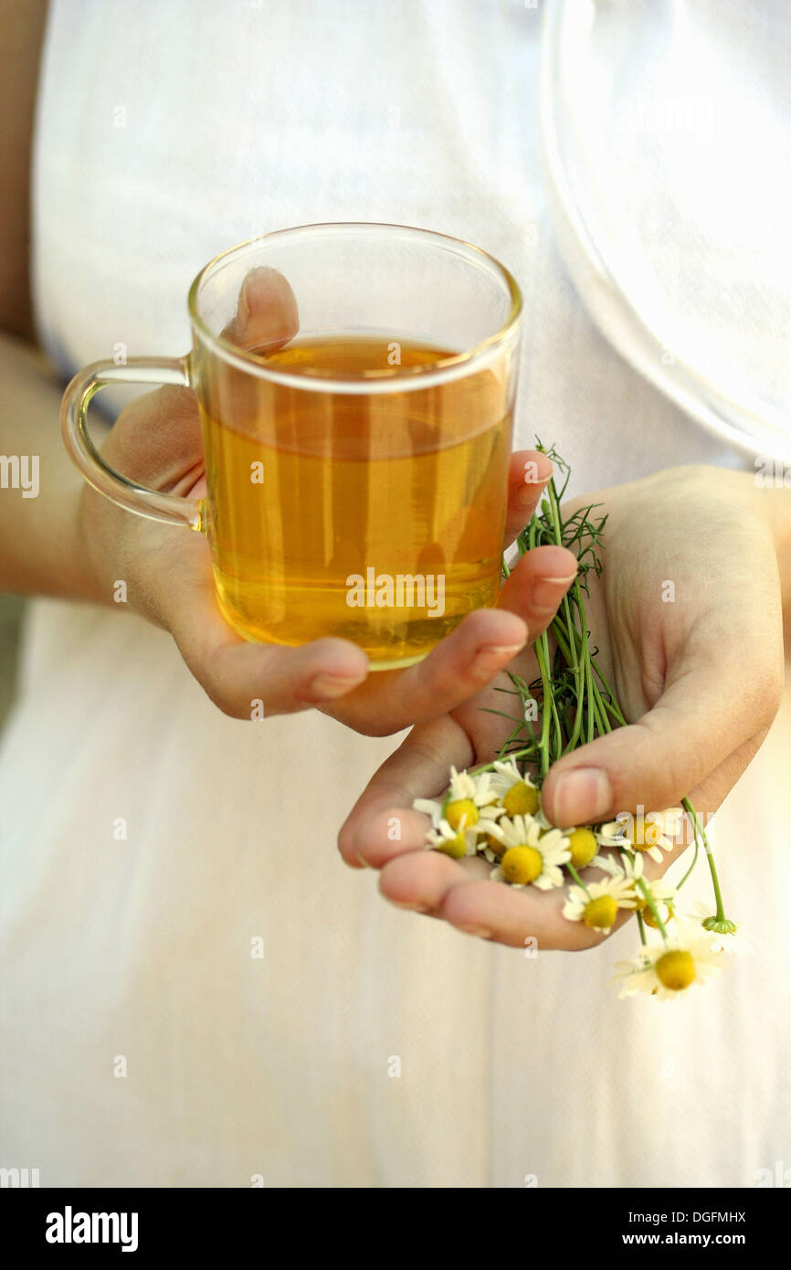 Camomile herbal tea woman hi-res stock photography and images - Alamy