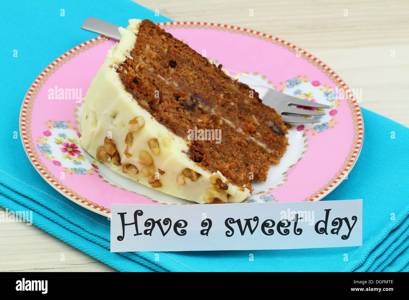 Have a sweet day card with carrot cake Stock Photo - Alamy