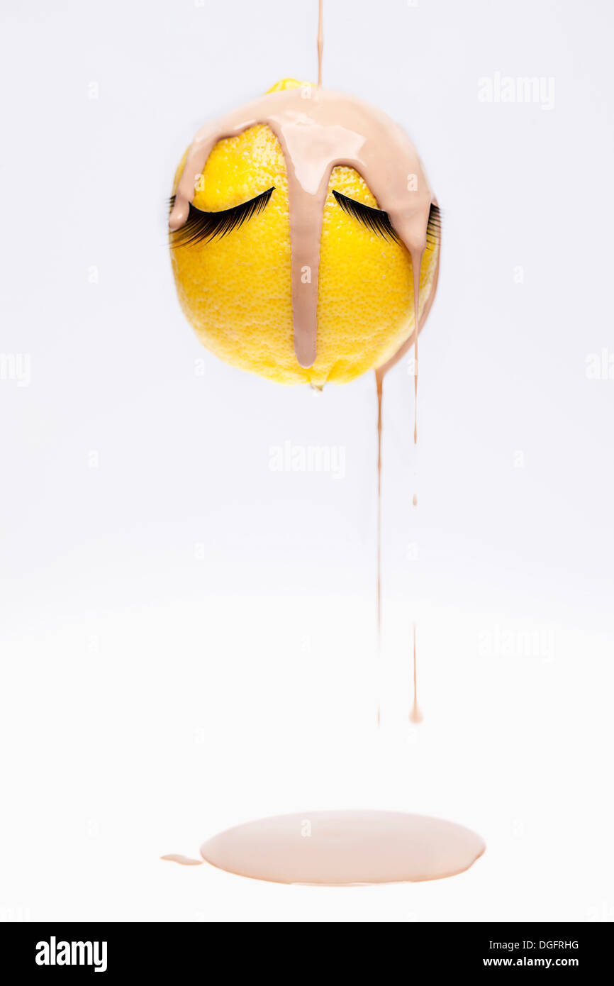 an image of an lemon having fake eye lashes Stock Photo - Alamy