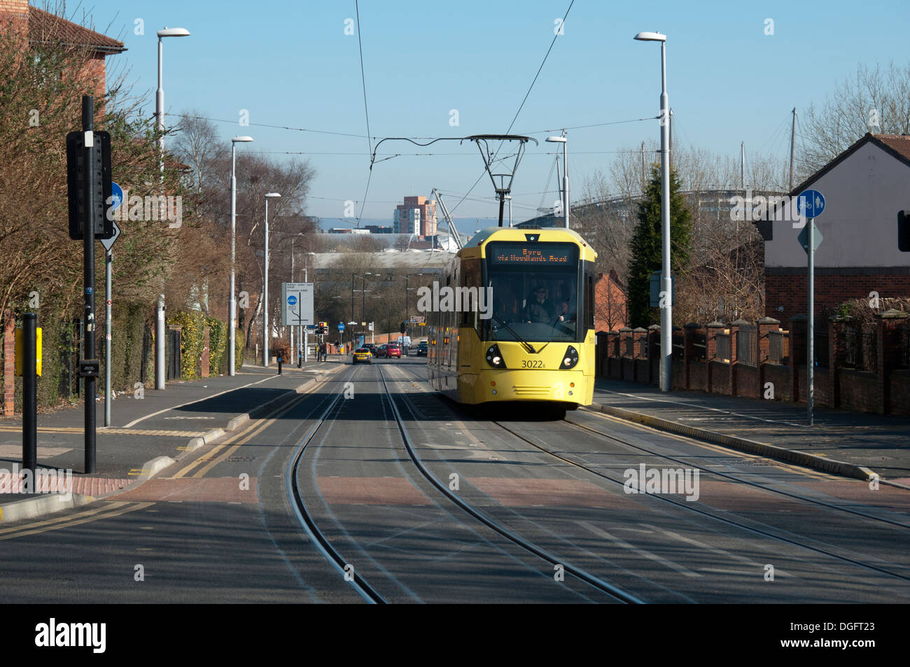 Metrolink tram on Merrill Street, on the East Manchester Line, Ancoats ...