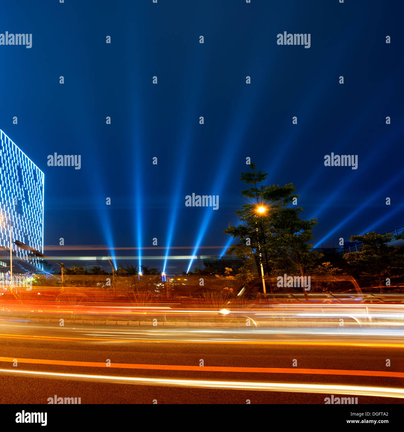 The city and the road at night Stock Photo - Alamy
