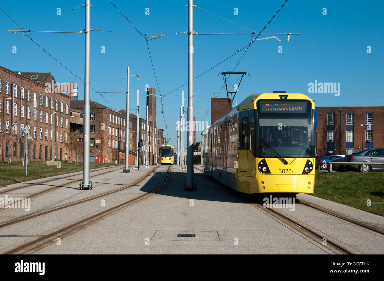 Two Metrolink trams on the turnback sidings near Piccadilly Station ...