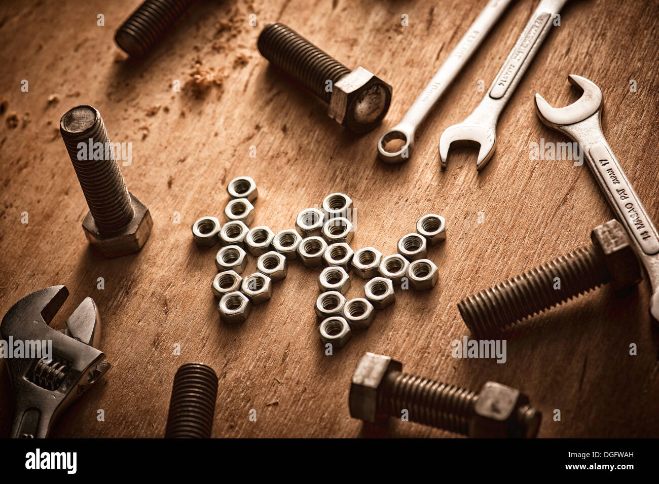 tools making a won shape Stock Photo - Alamy