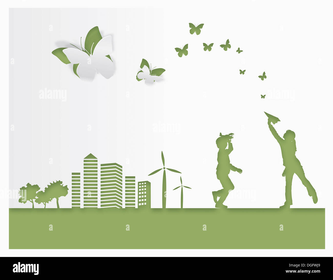 Woman flying wind illustration Cut Out Stock Images & Pictures - Alamy