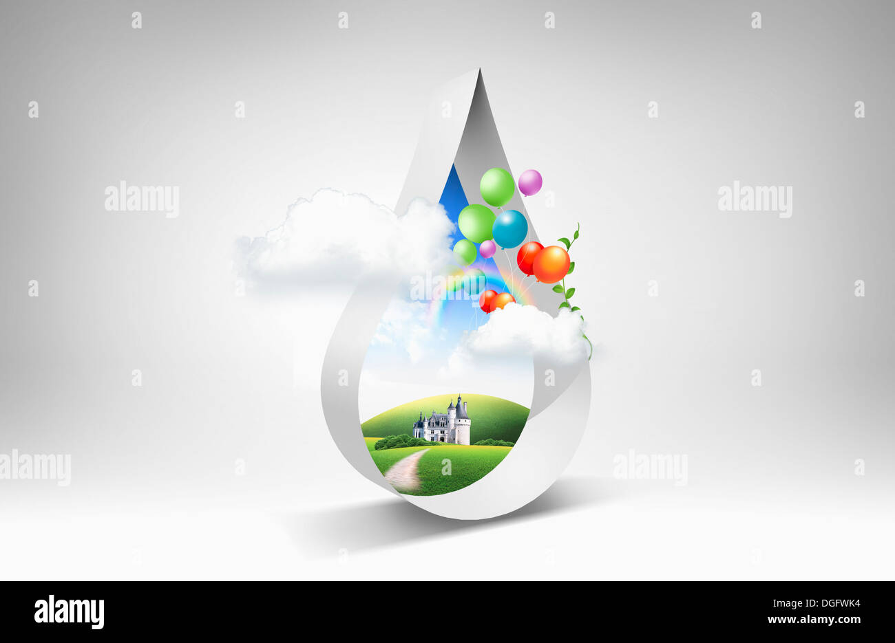 green landscape in a shape of a water drop Stock Photo - Alamy