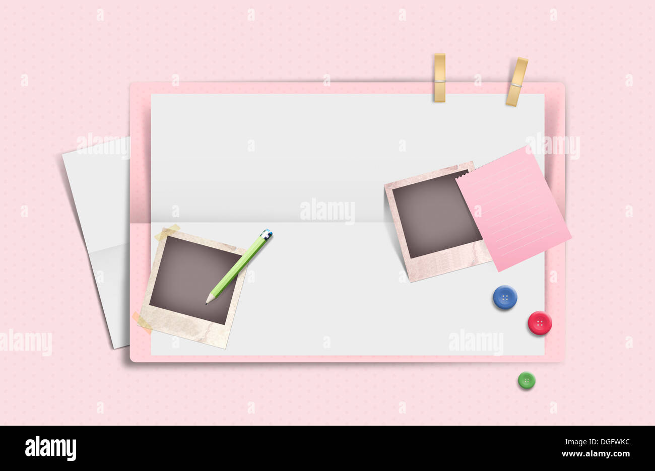 illustration memo template with pink background Stock Photo - Alamy