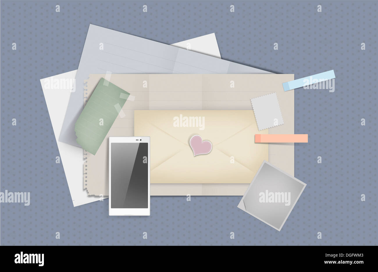 illustration memo template with a mobile phone Stock Photo - Alamy