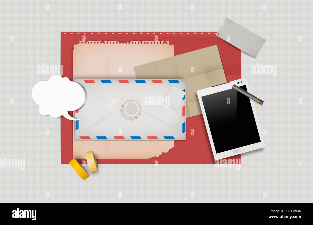 illustration memo template with a tablet Stock Photo - Alamy