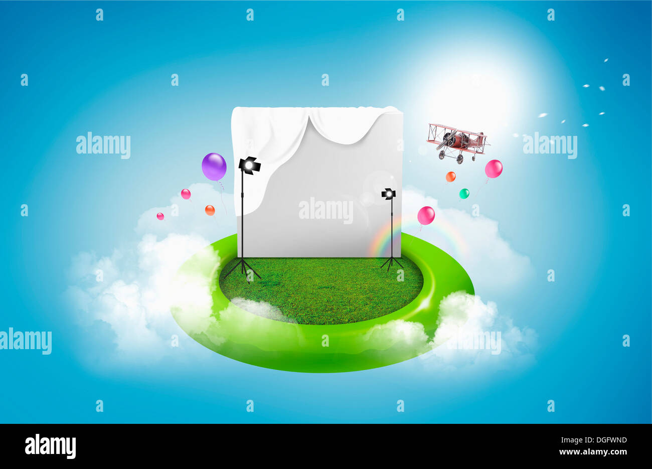 illustration of a stage in the sky Stock Photo - Alamy