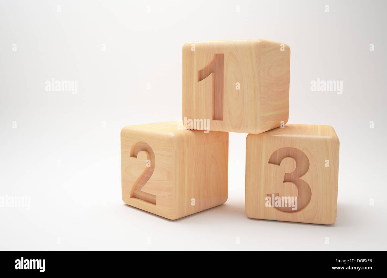 three wooden cubes with numbers on them Stock Photo - Alamy