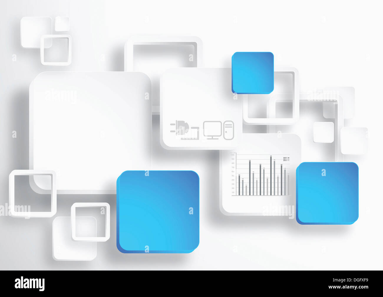 graphic illustration of square shapes in blue and white Stock Photo - Alamy