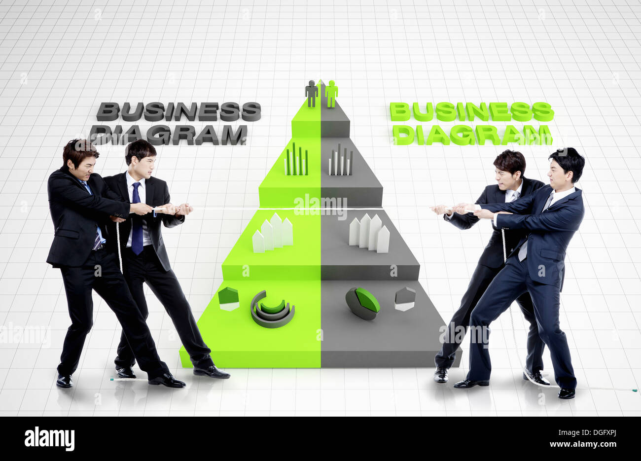business men fighting over business diagram Stock Photo - Alamy