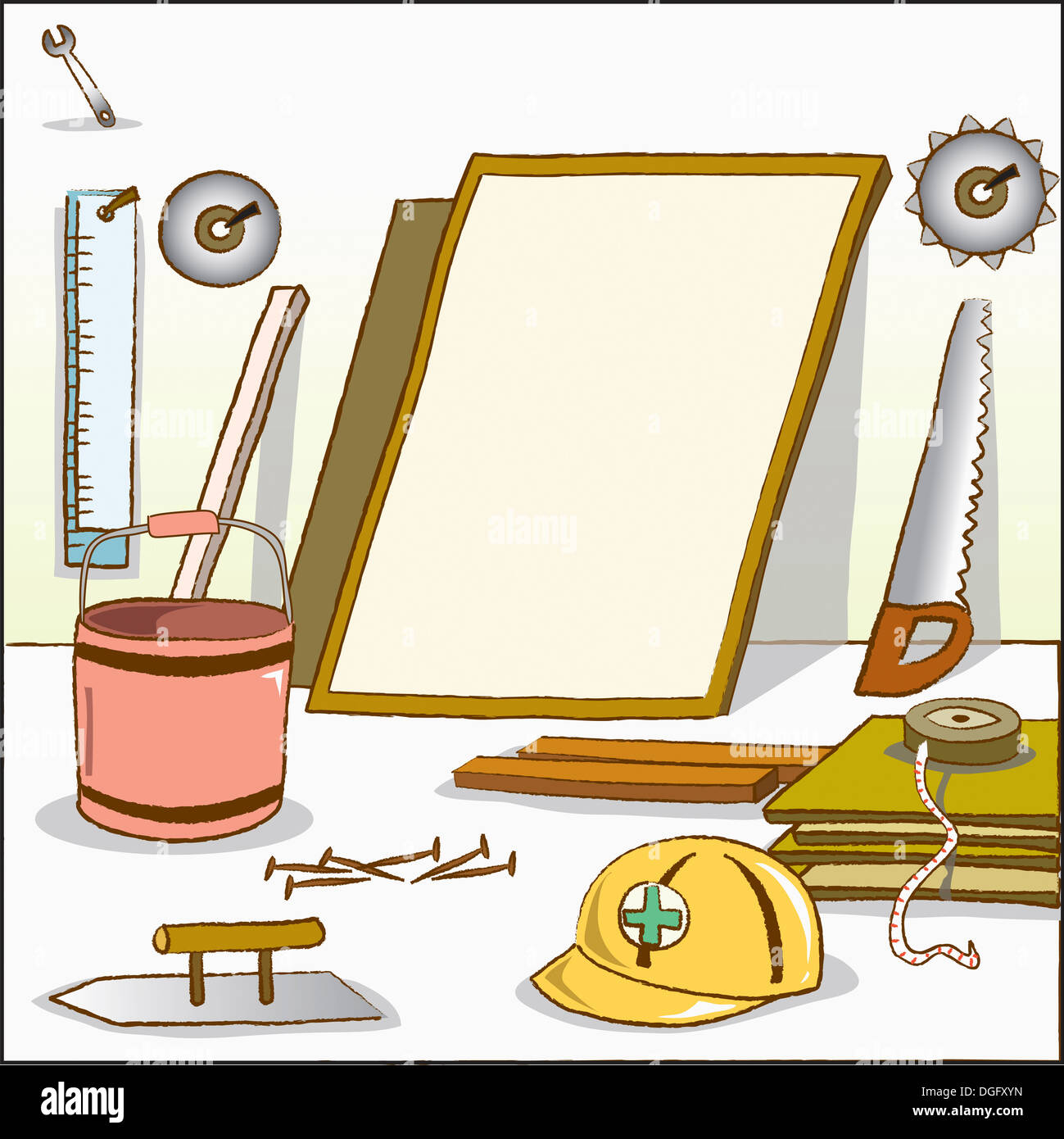 illustration of items related to construction work Stock Photo - Alamy