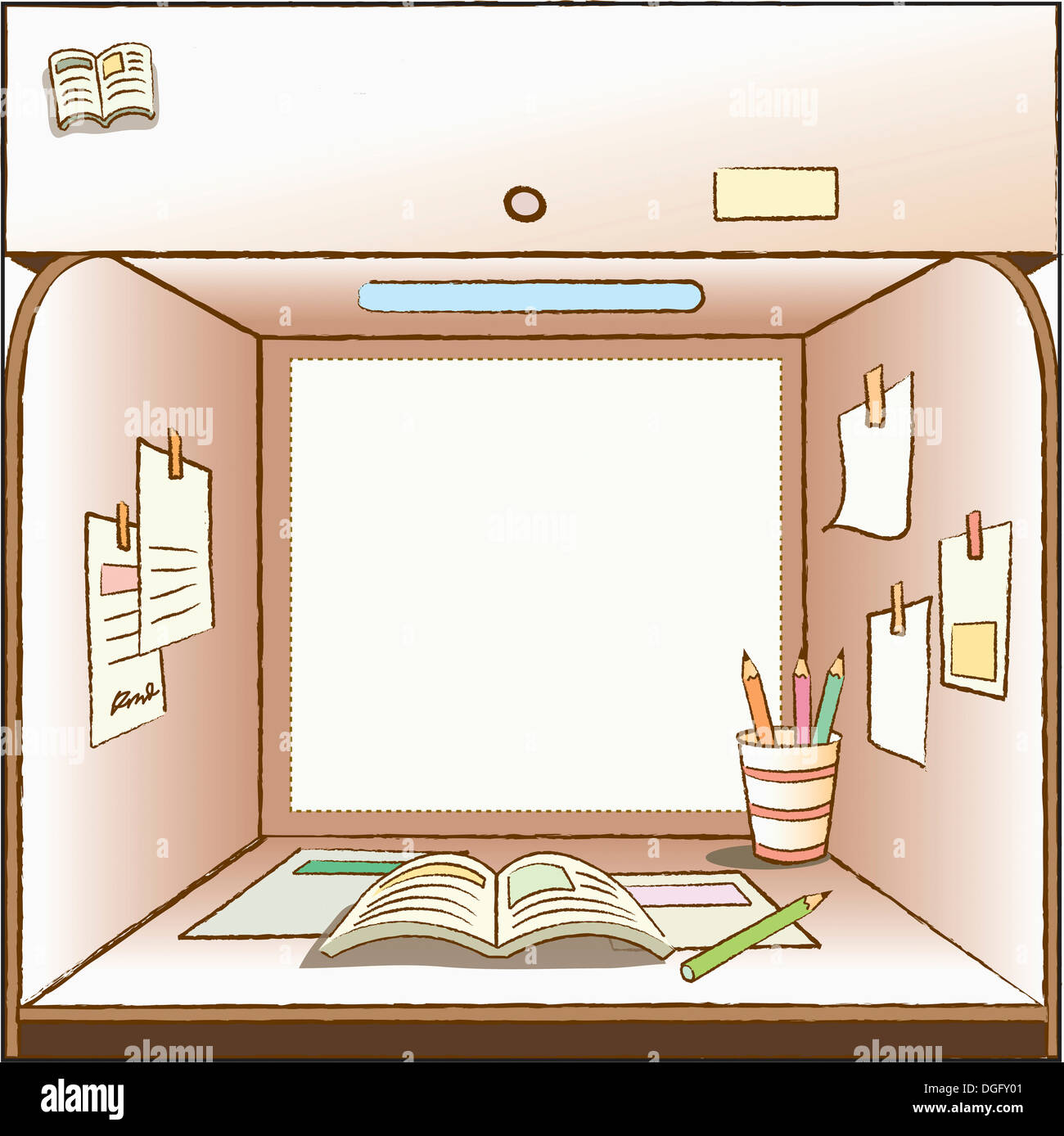 illustration of items related to study room Stock Photo - Alamy