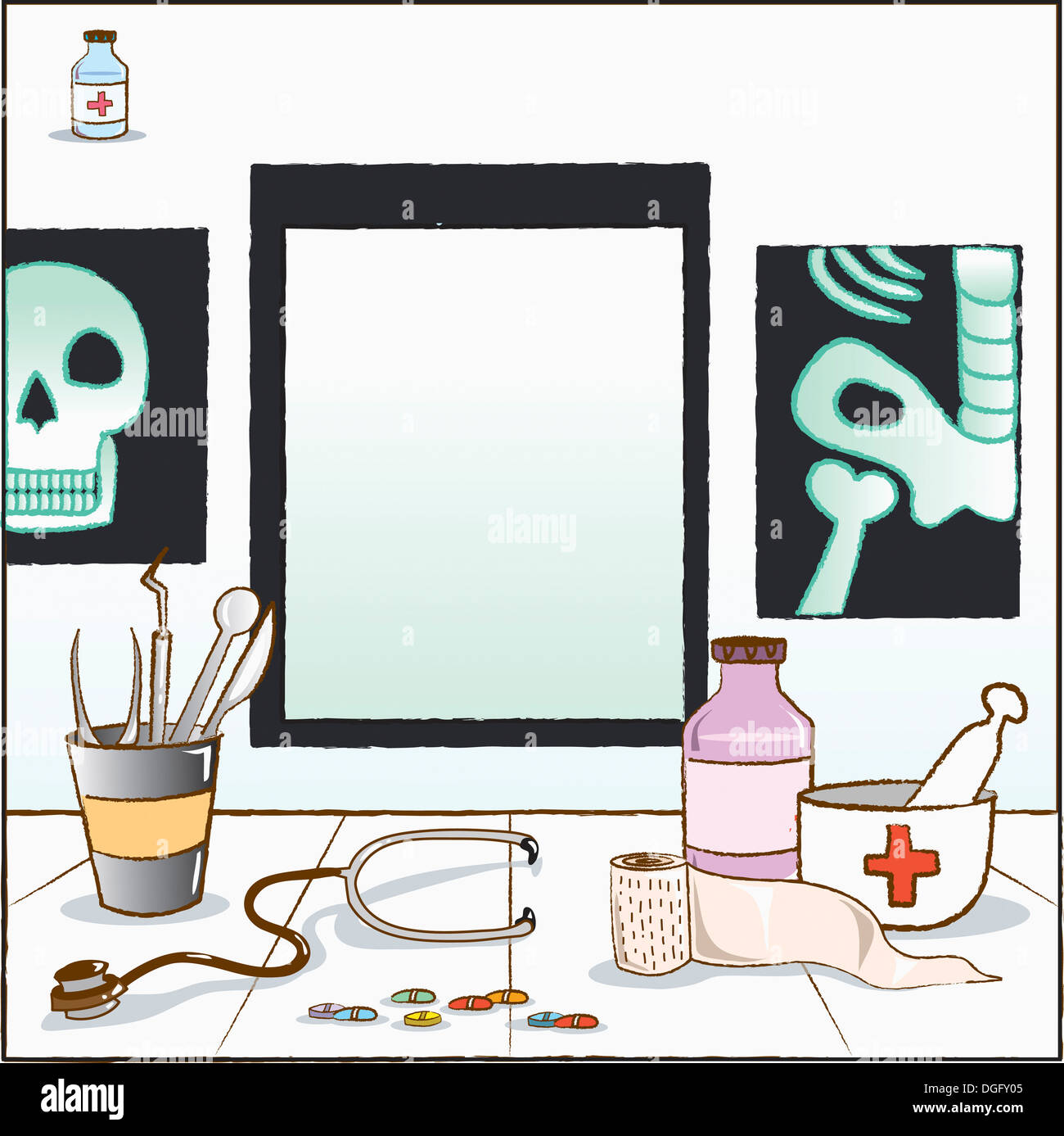 illustration of items related to hospital Stock Photo - Alamy