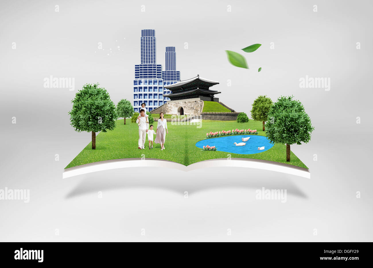 illustration of a square land with buildings Stock Photo - Alamy