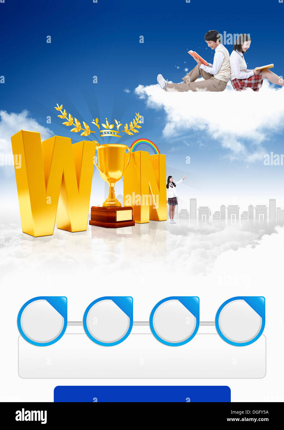 education booklet template featuring school students studying on cloud ...