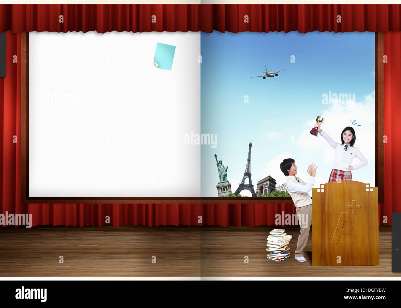 education booklet template featuring students on a stage Stock Photo ...