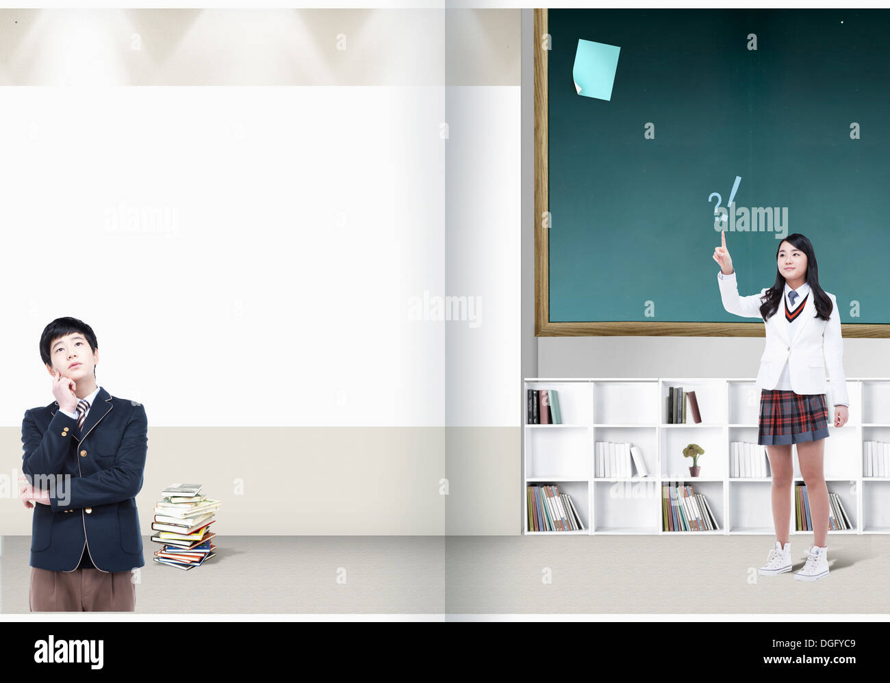 education booklet template featuring students in the classroom Stock ...