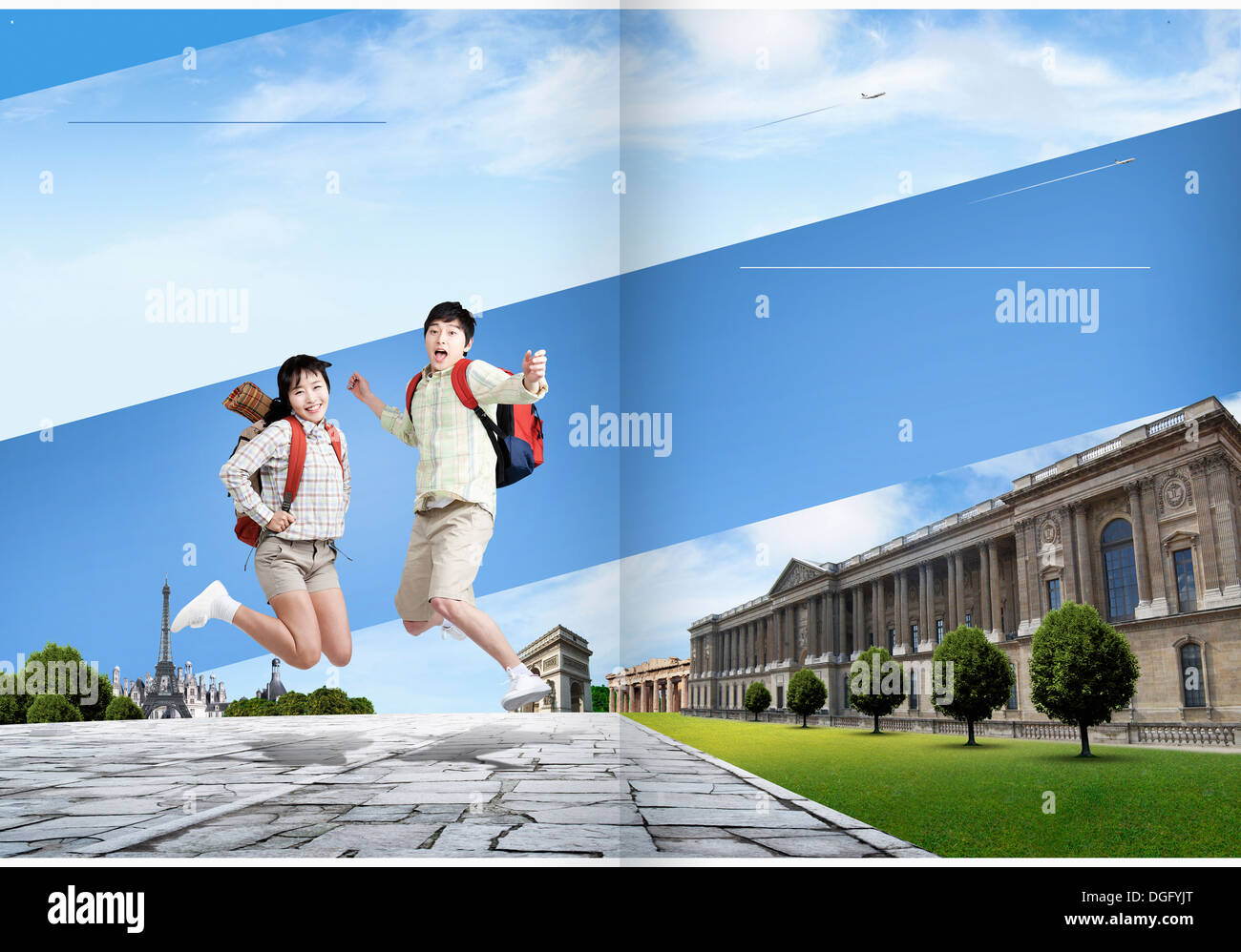 travel booklet template featuring European sights Stock Photo - Alamy