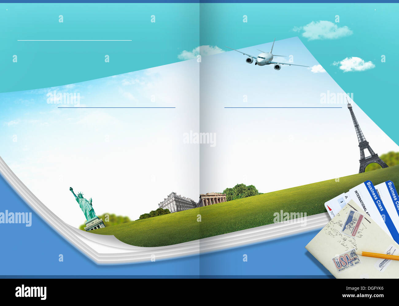 travel booklet template featuring famous places around the world Stock ...