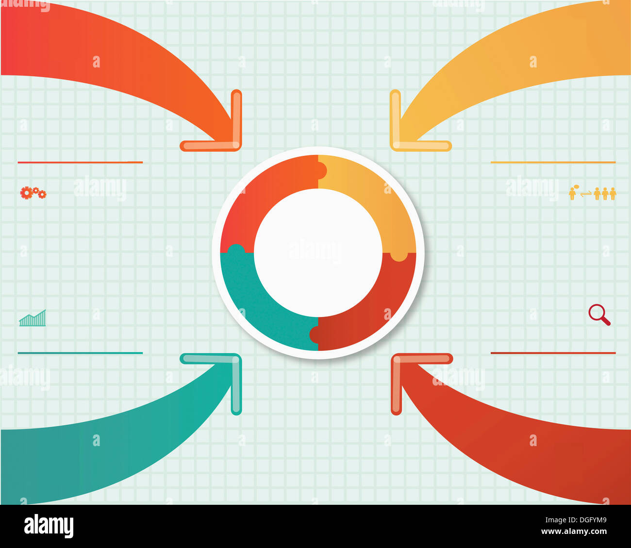 illustration of a circle with arrows pointing at it Stock Photo - Alamy