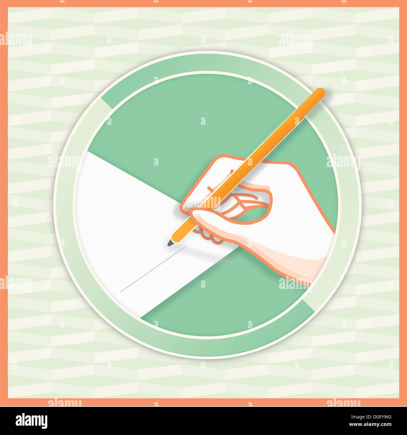 illustration of a hand writing on a paper Stock Photo - Alamy