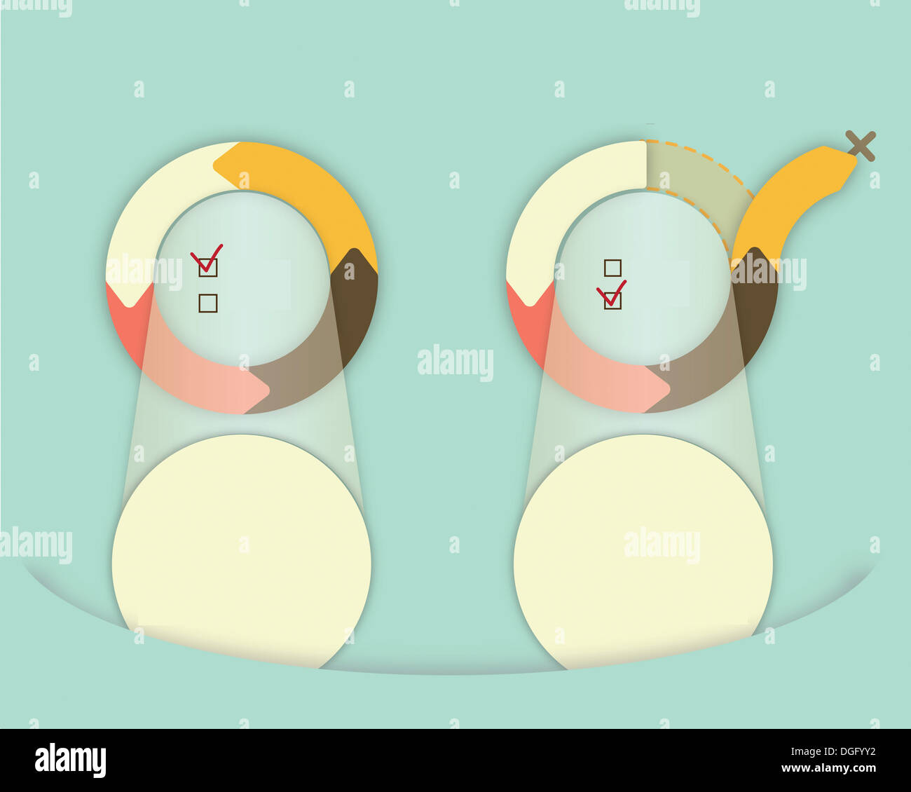 illustration of two circle charts with different colors Stock Photo - Alamy