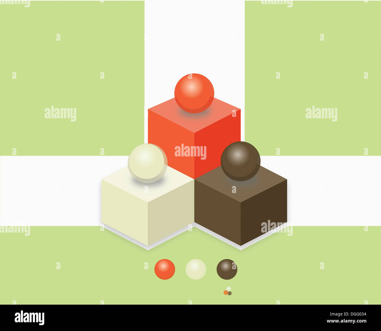 illustration of different color cubes with balls on the top Stock Photo ...