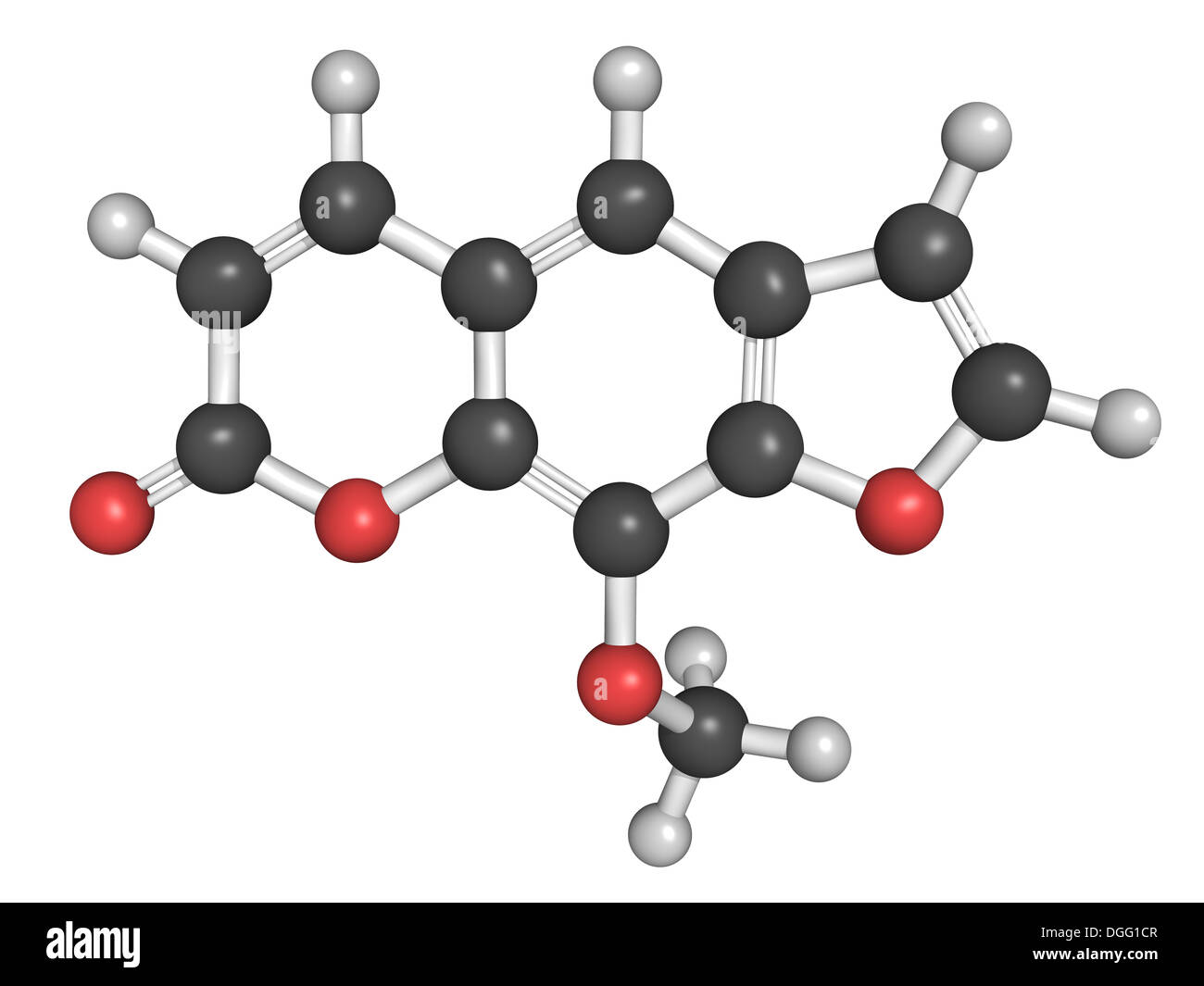 methoxsalen (psoralen) skin disease drug, chemical structure. Used in ...