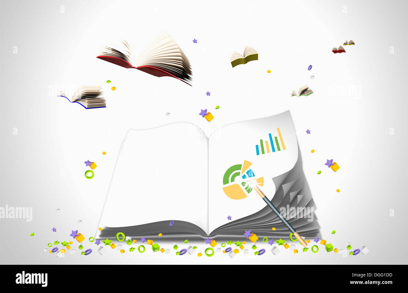 Flying books painting hi-res stock photography and images - Alamy