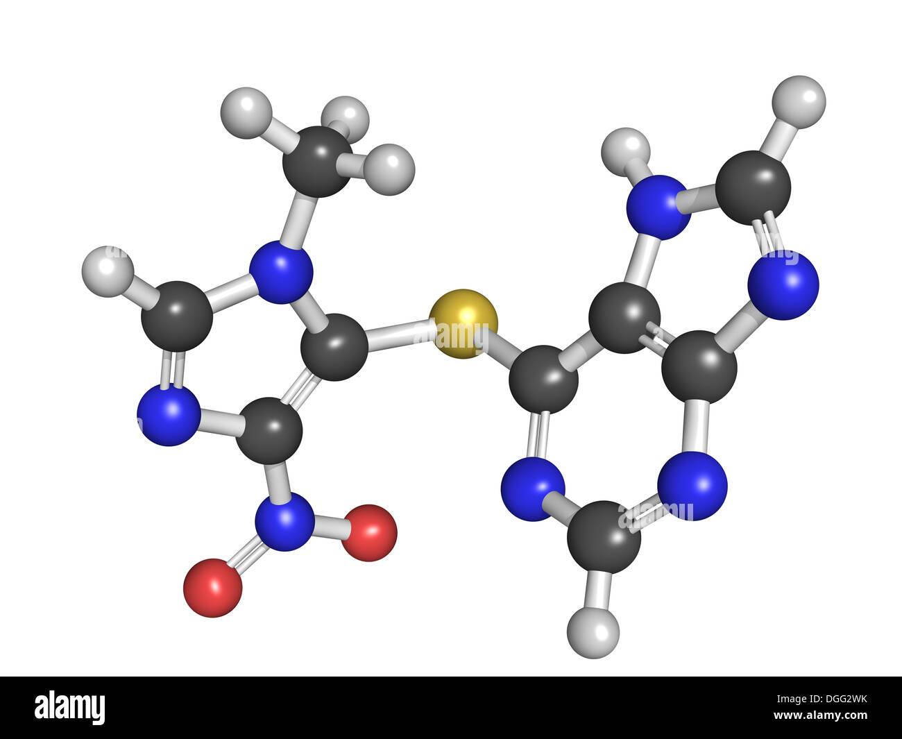 Azathioprine immunosuppressive drug, chemical structure. Used to ...