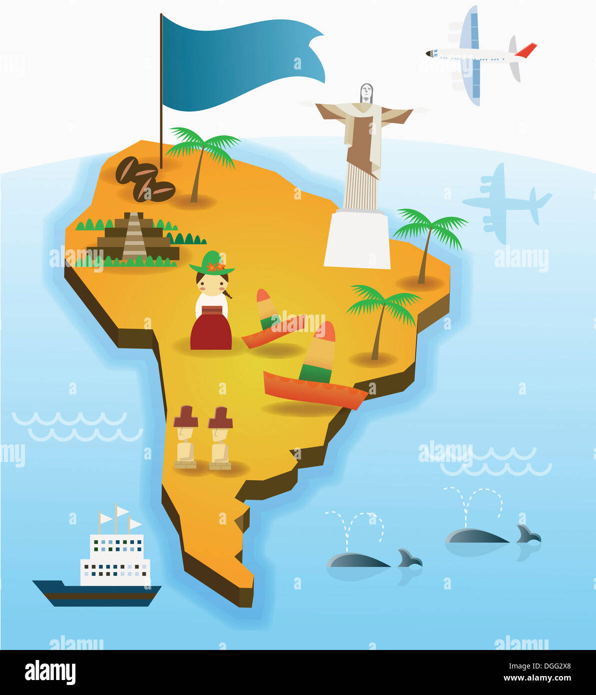 an illustration of the south American map Stock Photo - Alamy